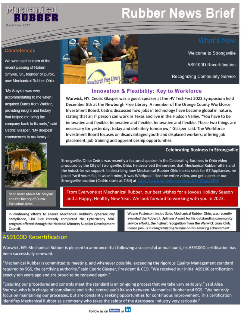 December 2022 Rubber News Brief | Mechanical Rubber™